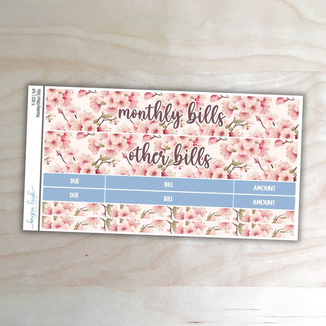Monthly and Other Bills List Stickers Master Bills List Y-022 - Etsy