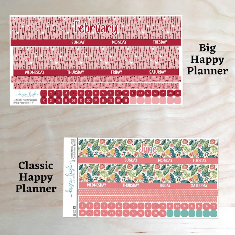12 Months of Monthly Layout Stickers | 12 Different Designs | A5, 7x9 ...