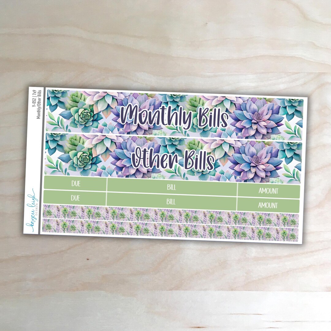 Monthly and Other Bills List Stickers | Master Bills List | Y-052 - Etsy
