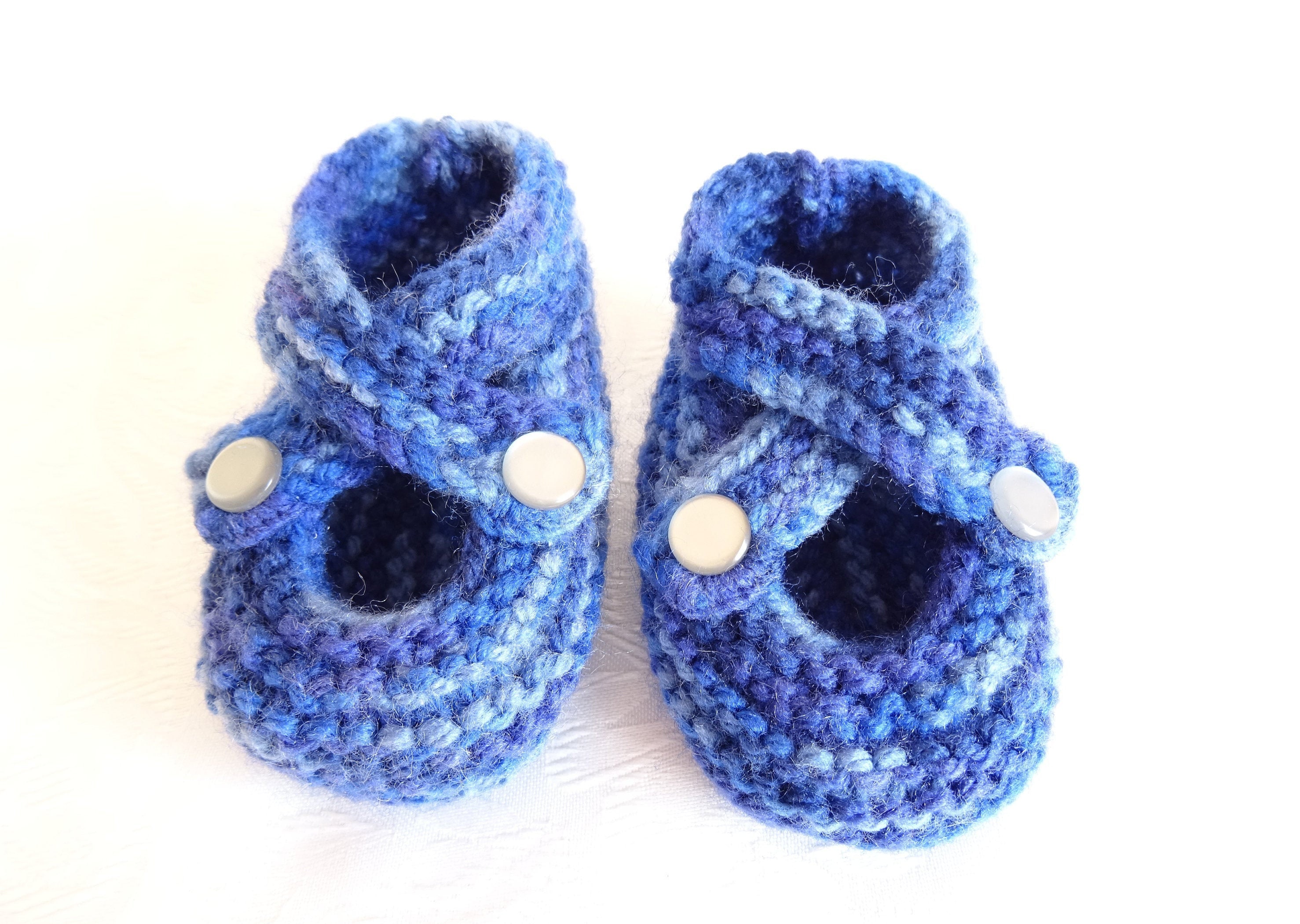 Knit Blue Baby Boy Shoes, Knit Baby Boy Booties, Size 0-3 Months ...