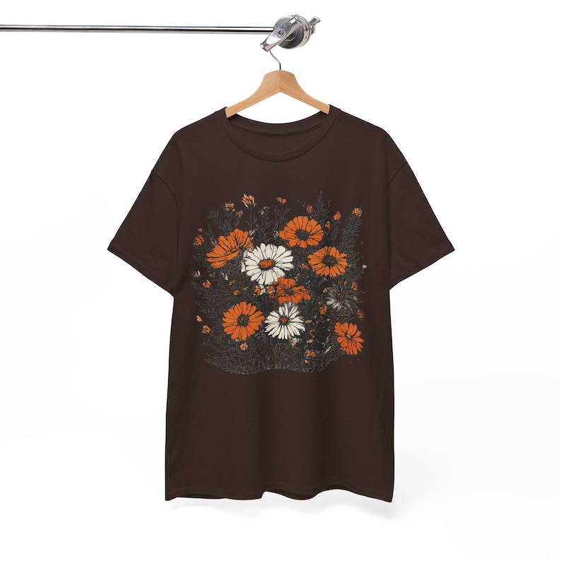 Orange Cute Wildflower Bouquet T-shirt for Woman for Girl Floral Daisy ...