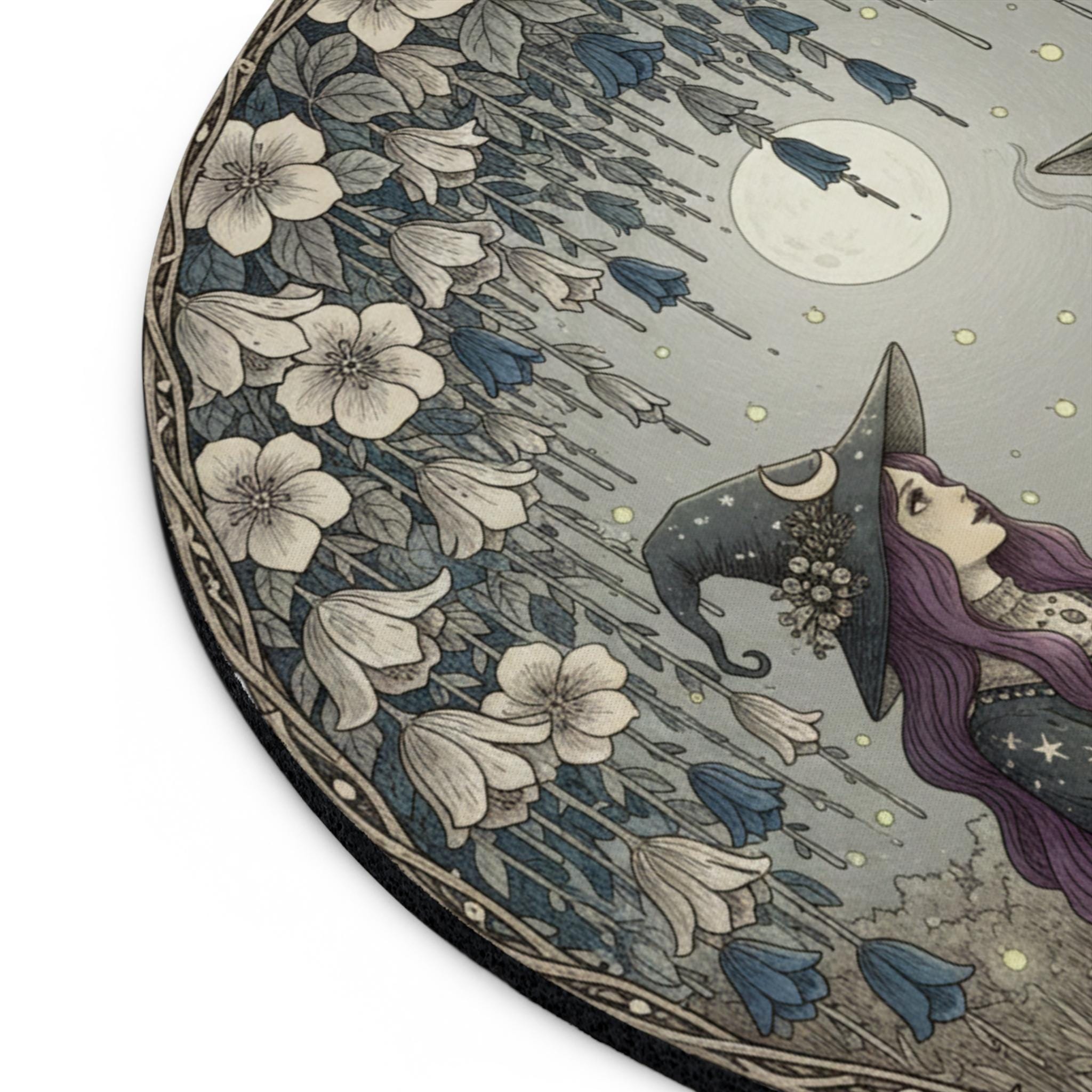 Witch Sisters Illustration Mouse Pad | Moonlit Spellbook Scene | Cute ...