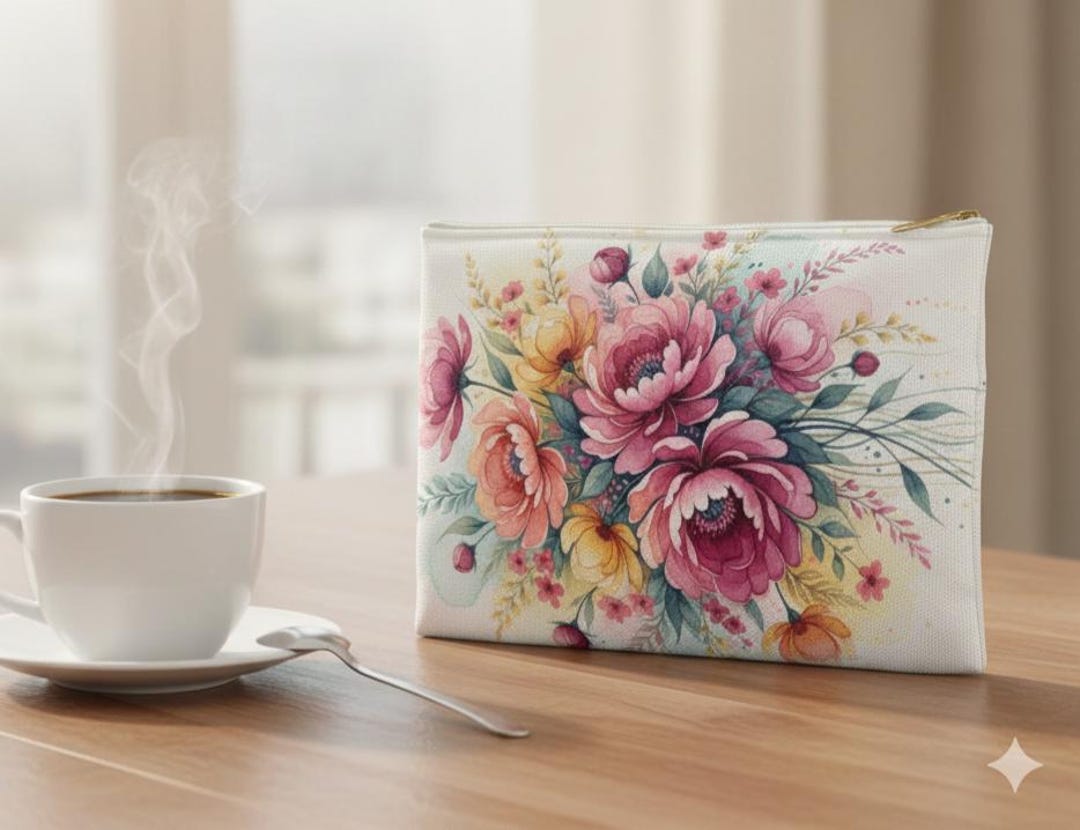 Vintage Watercolor Floral Accessory Pouch Cute Floral Accessory Pouch ...