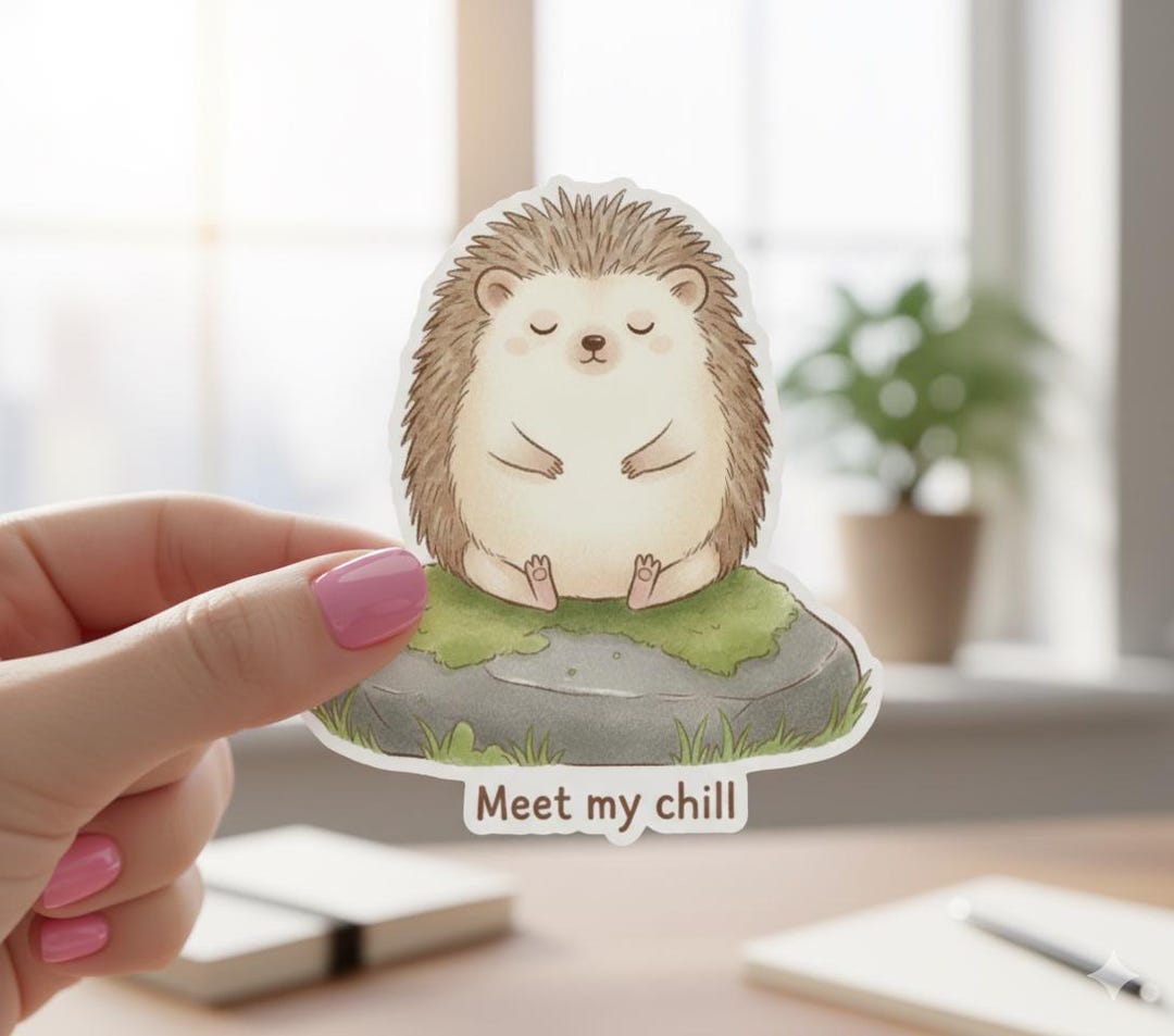 Meditating Hedgehog Sticker — Cute, Calm, and Perfectly Unbothered ...
