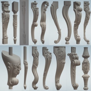 3D STL Models Furniture Table Columns Legs 96 Pcs Deco for CNC Router ...