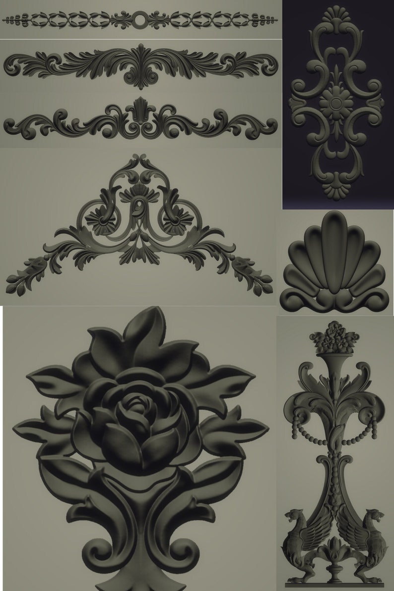 3D STL Models Moldings for Decoration 50 Pcs Router Engraver Carving ...