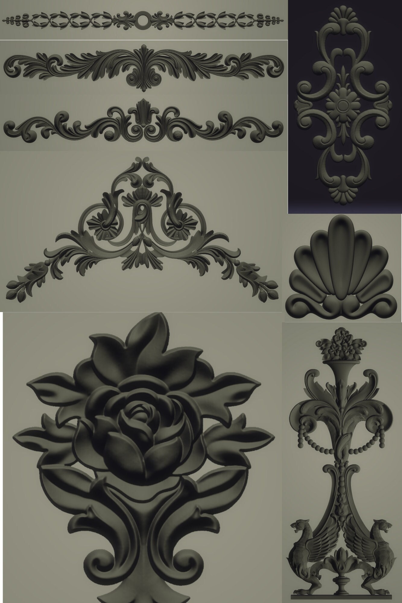 3D STL Models Moldings for Decoration 50 Pcs Router Engraver Carving ...