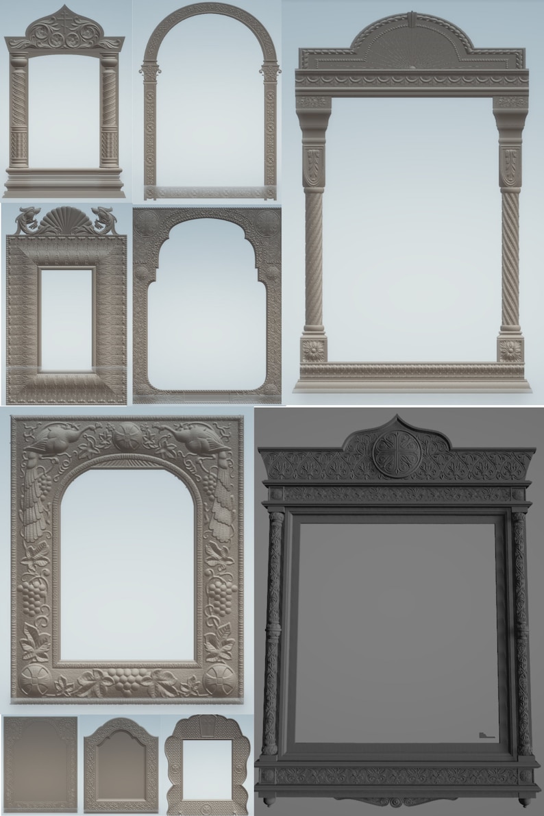 3D STL Models Religious Icons and Frames 21 Pcs Deco for CNC Router ...