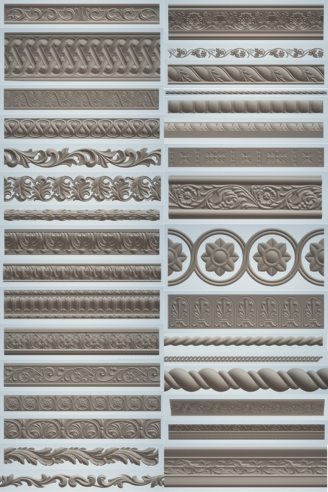 3D STL Models Baguette Borders Moldings Sills 166 Pcs Deco for CNC ...