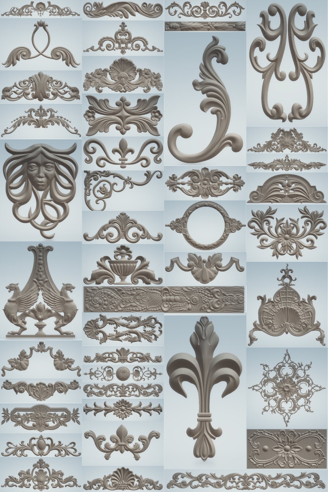 3D STL Models Moldings for Decoration 216 Pcs Router Engraver Carving ...