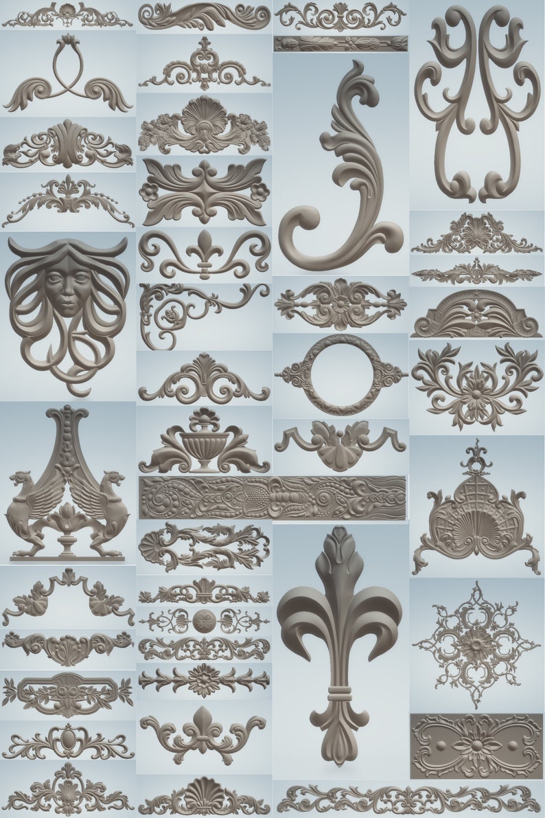 3D STL Models Moldings for Decoration 216 Pcs Router Engraver Carving ...