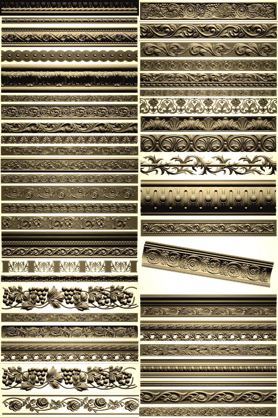 100 3D STL Ornate Borders, Moldings, and Sills for CNC (digital Product ...