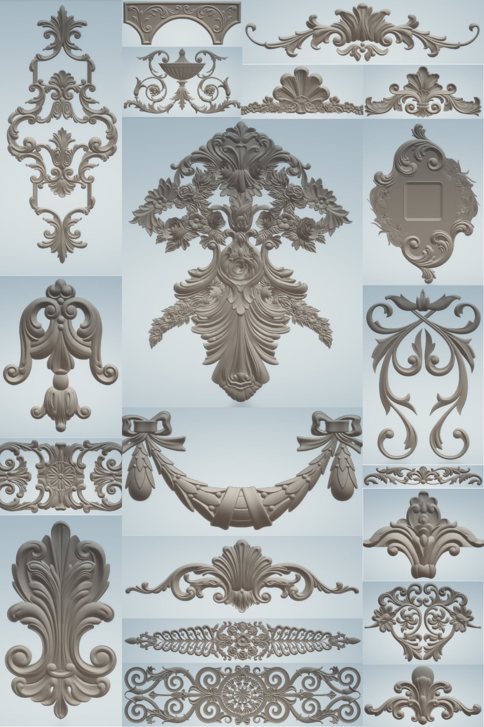 3D STL Models Moldings for Decoration 216 Pcs Router Engraver Carving ...