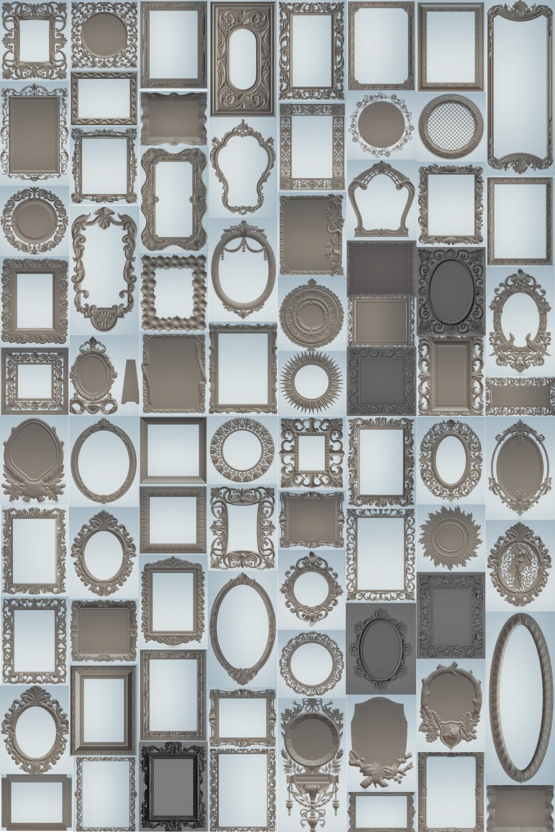 3D STL Models Unique Mirrors and Frames PACK 340 Pcs Deco for CNC ...