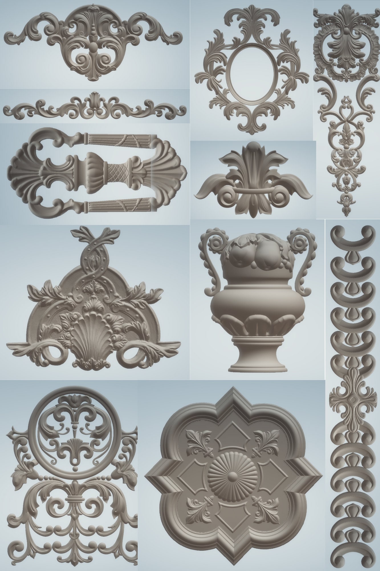 3D STL Models Moldings for Decoration 100 Pcs Router Engraver Carving ...