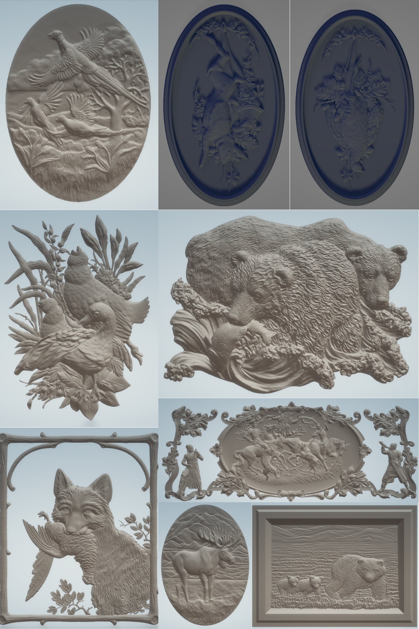 3D STL Models Fishing and Hunting Collection 130pcs Deco for CNC Router ...