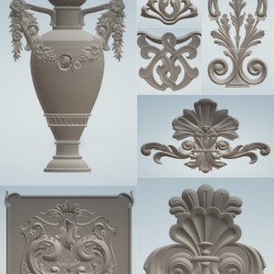 3D STL Models Moldings for Decoration 100 Pcs Router Engraver Carving ...