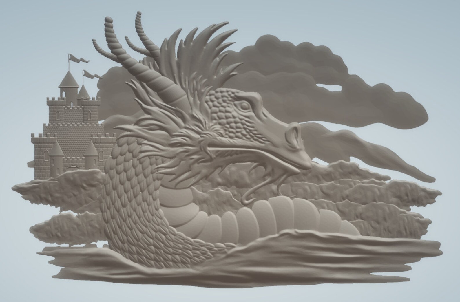 3D STL Models Dragons Deco for CNC Router Aspire Artcam Engraver ...