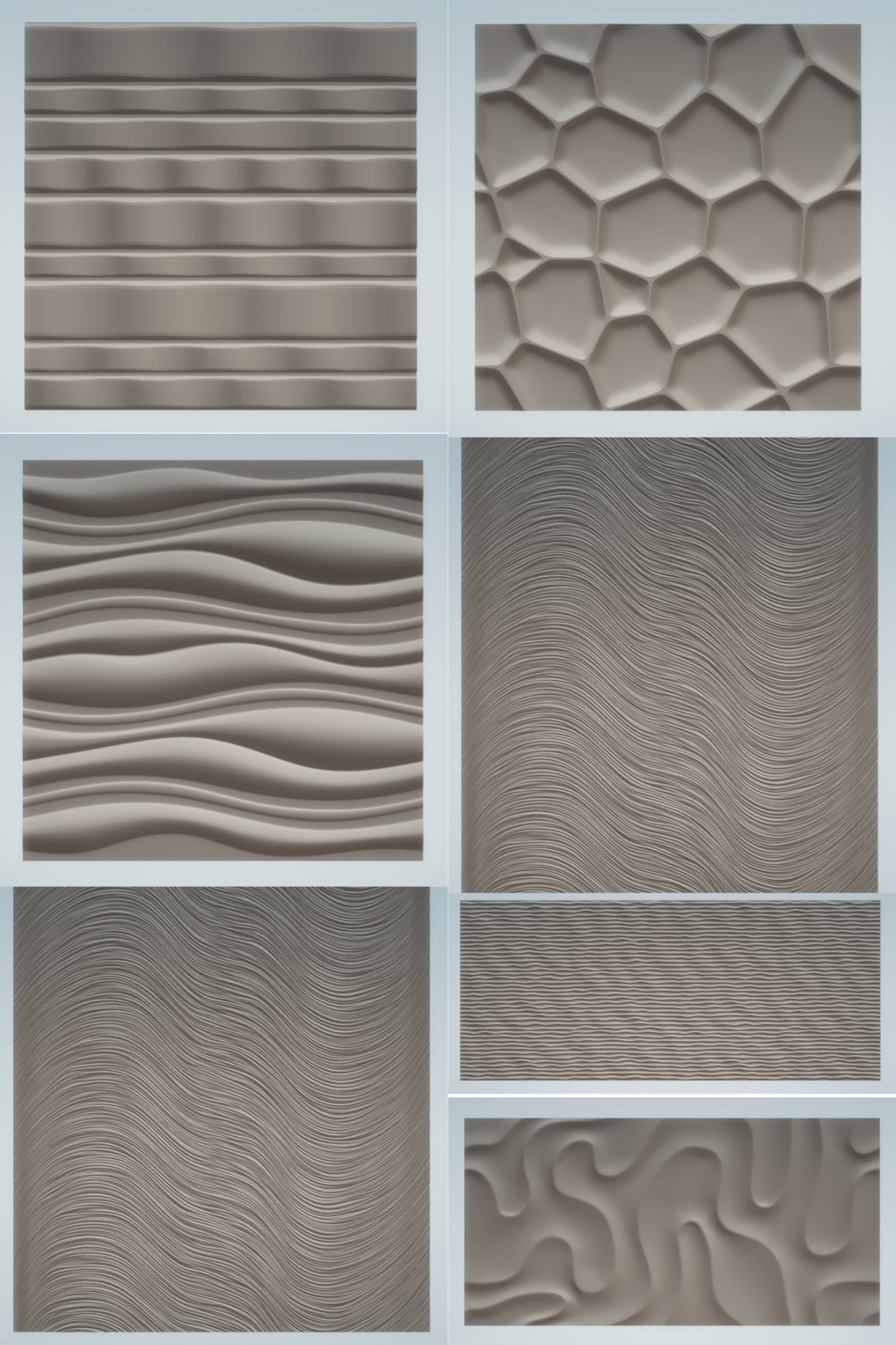 3D Wall Panel STL Models, CNC Wood Carving (12 Pcs) (digital Download ...