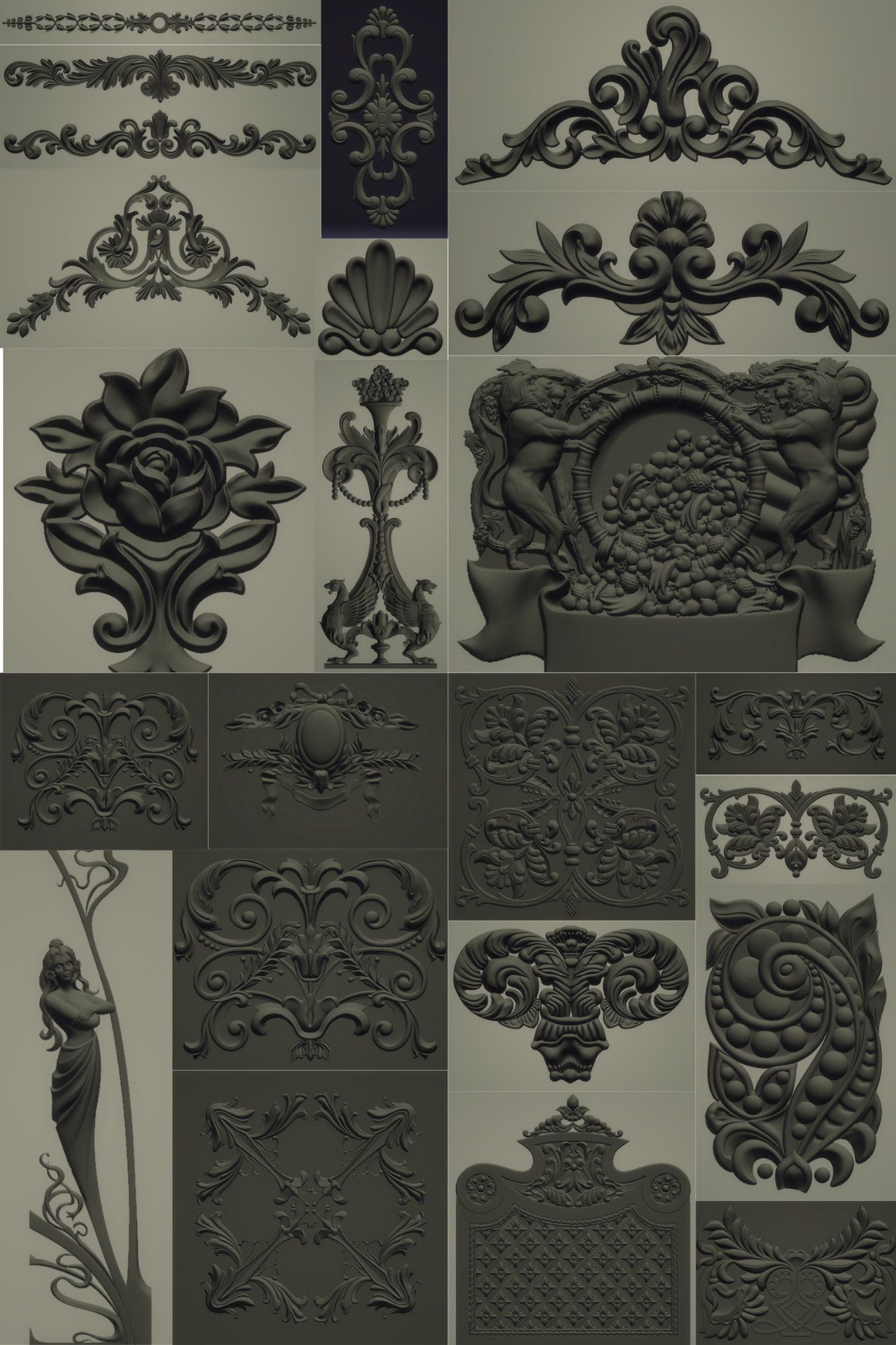 3D STL Models Moldings for Decoration 416 Pcs Router Engraver Carving ...