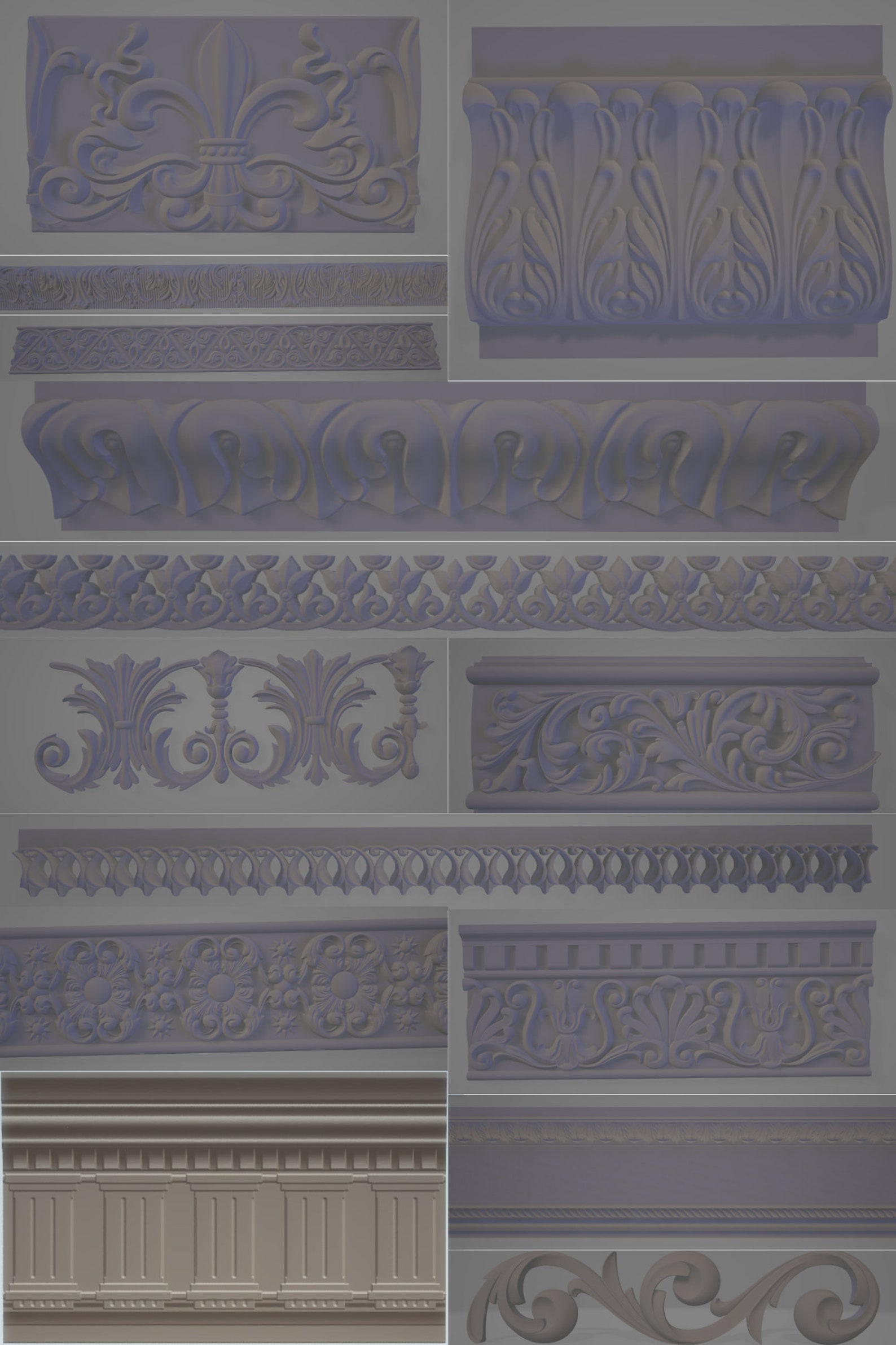 166 Pcs 3D STL Models Baguette Borders, CNC Router Carving (digital ...