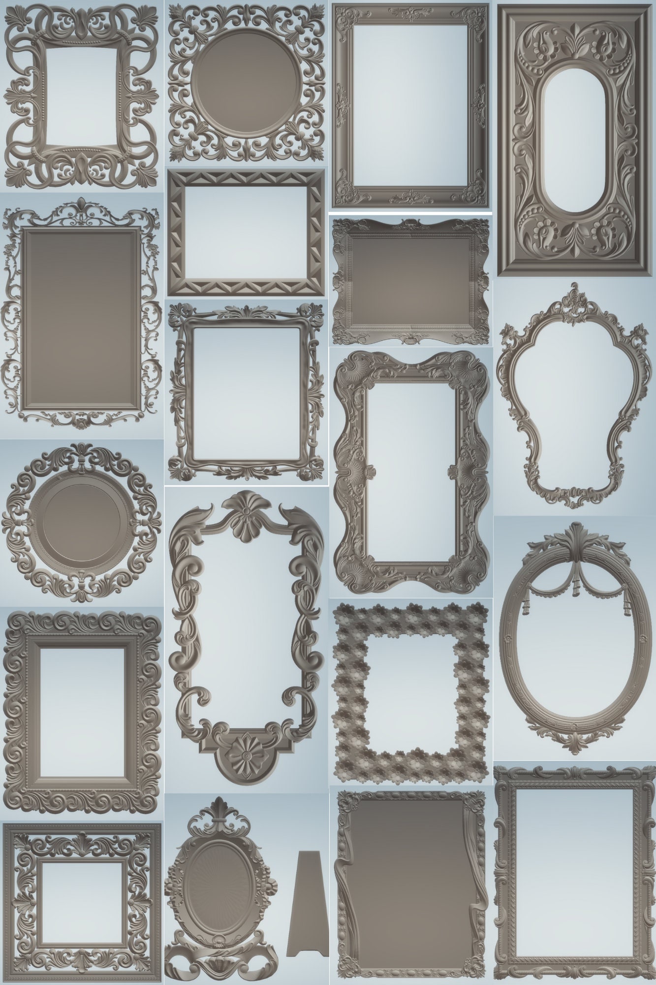 Ornate Mirrors & Frames 3D STL Models, CNC Carving (140 Pcs) - X029 - Etsy