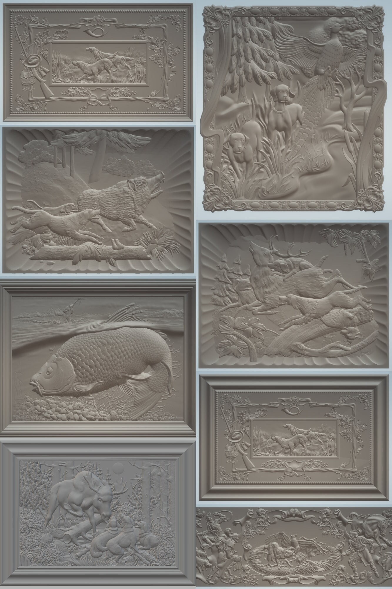 3D STL Models Fishing and Hunting Collection 130pcs Deco for CNC Router ...