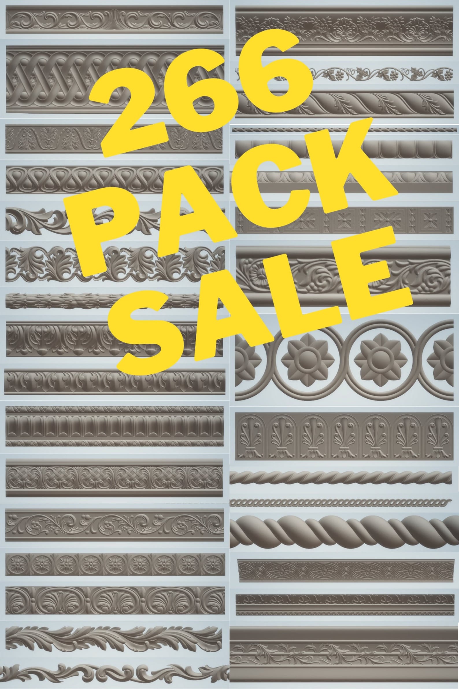 3D STL Models: 266 Pcs Baguette Borders, Moldings, Sills (digital ...