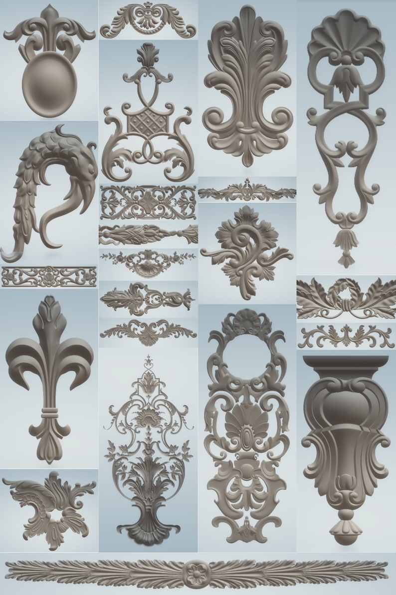 3D STL Models Moldings for Decoration 216 Pcs Router Engraver Carving ...