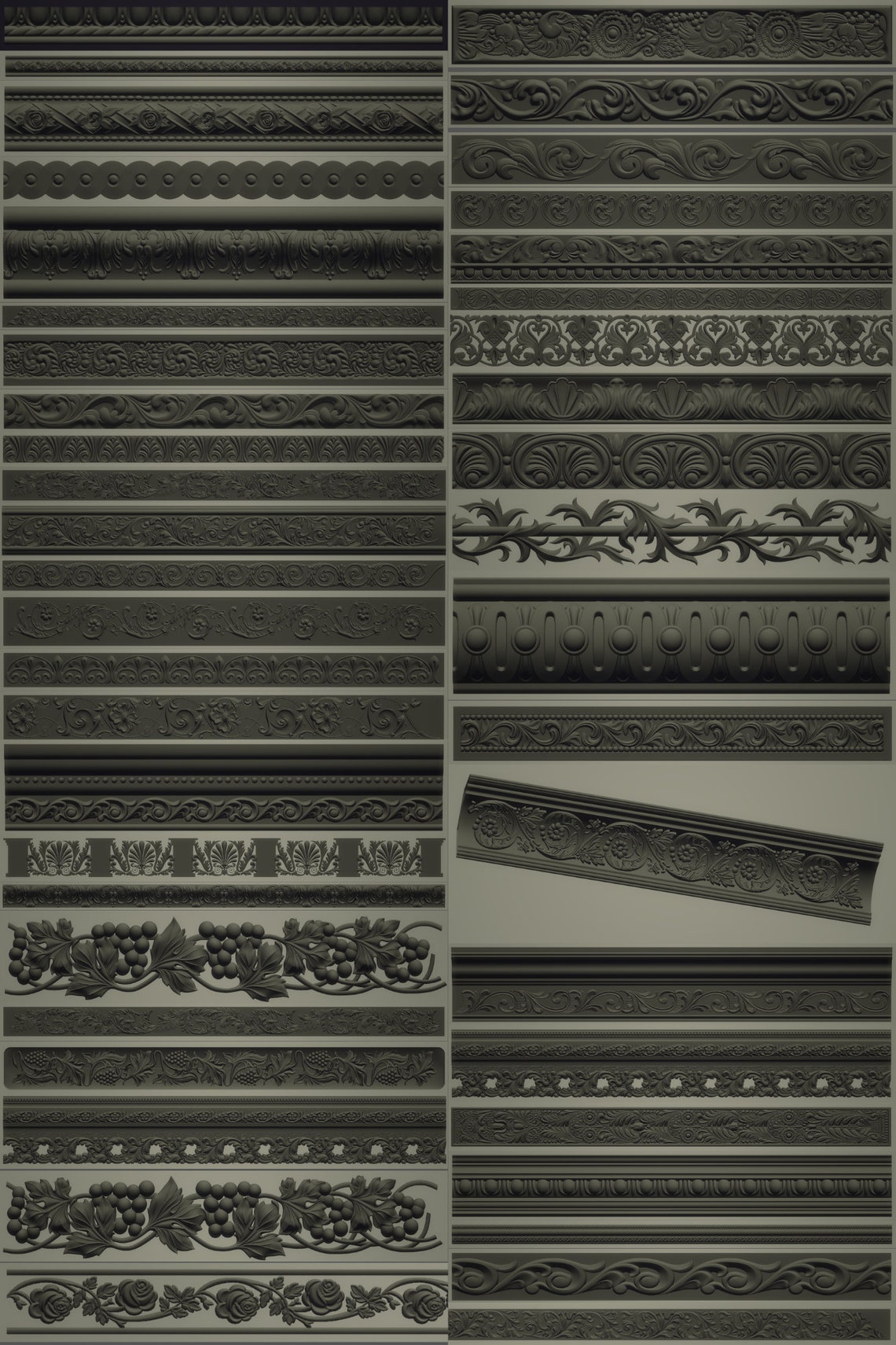 3D STL Models Baguette Borders Moldings Sills 266 Pcs Pack Deco for CNC ...