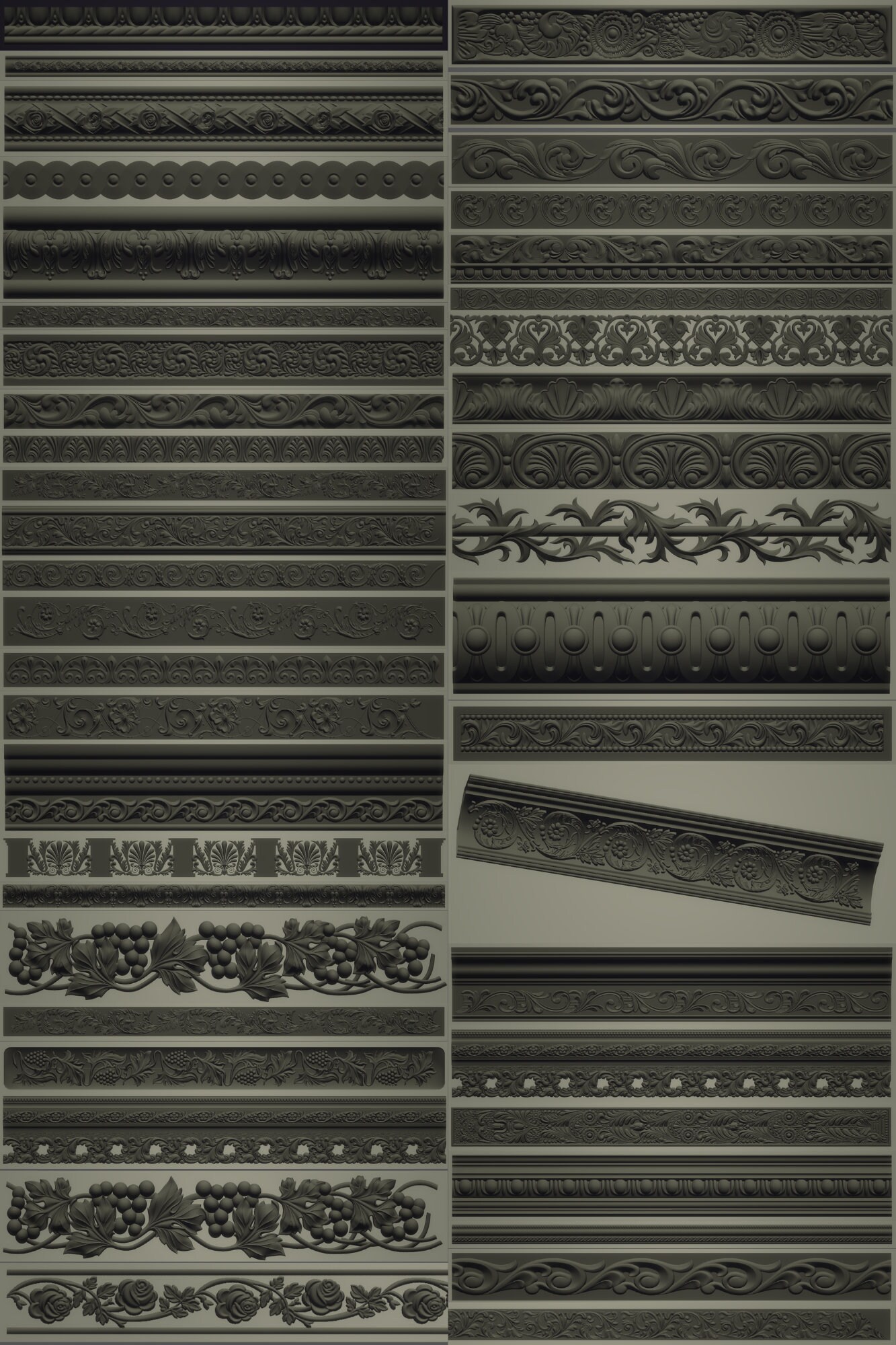 3D STL Models Baguette Borders Moldings Sills 266 Pcs Pack Deco for CNC ...