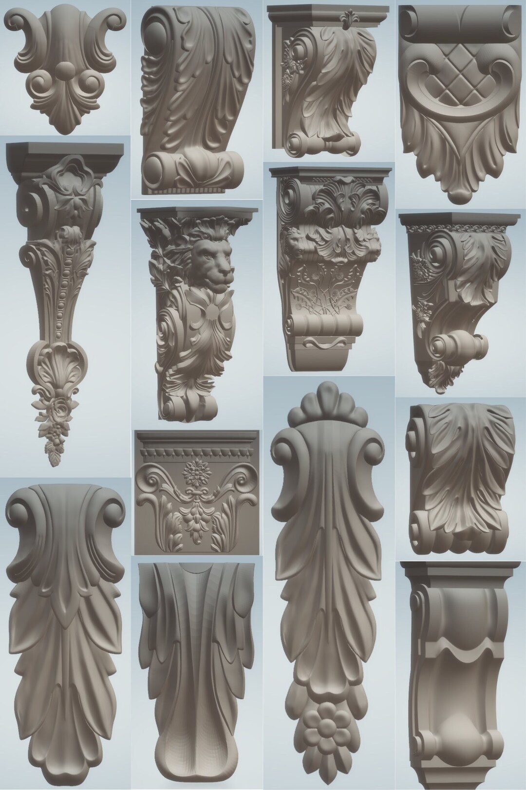 3D STL Models Cornice Molding Column Pack Architectural 191-piece CNC ...