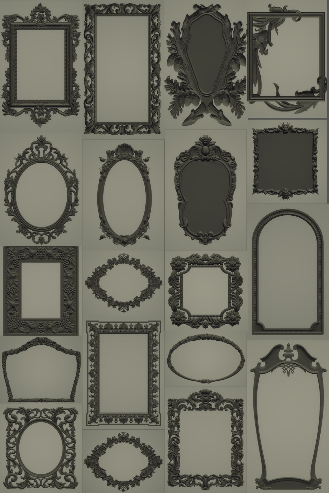 3D STL Models Unique Mirrors and Frames 100 Pcs Deco for CNC Router ...