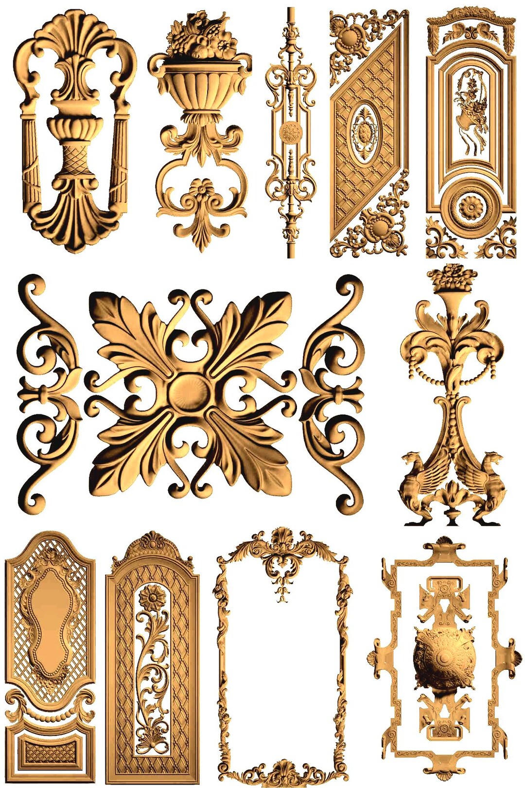 30 Architectural Door Ornaments STL Pack, Classical CNC Decor Relief ...