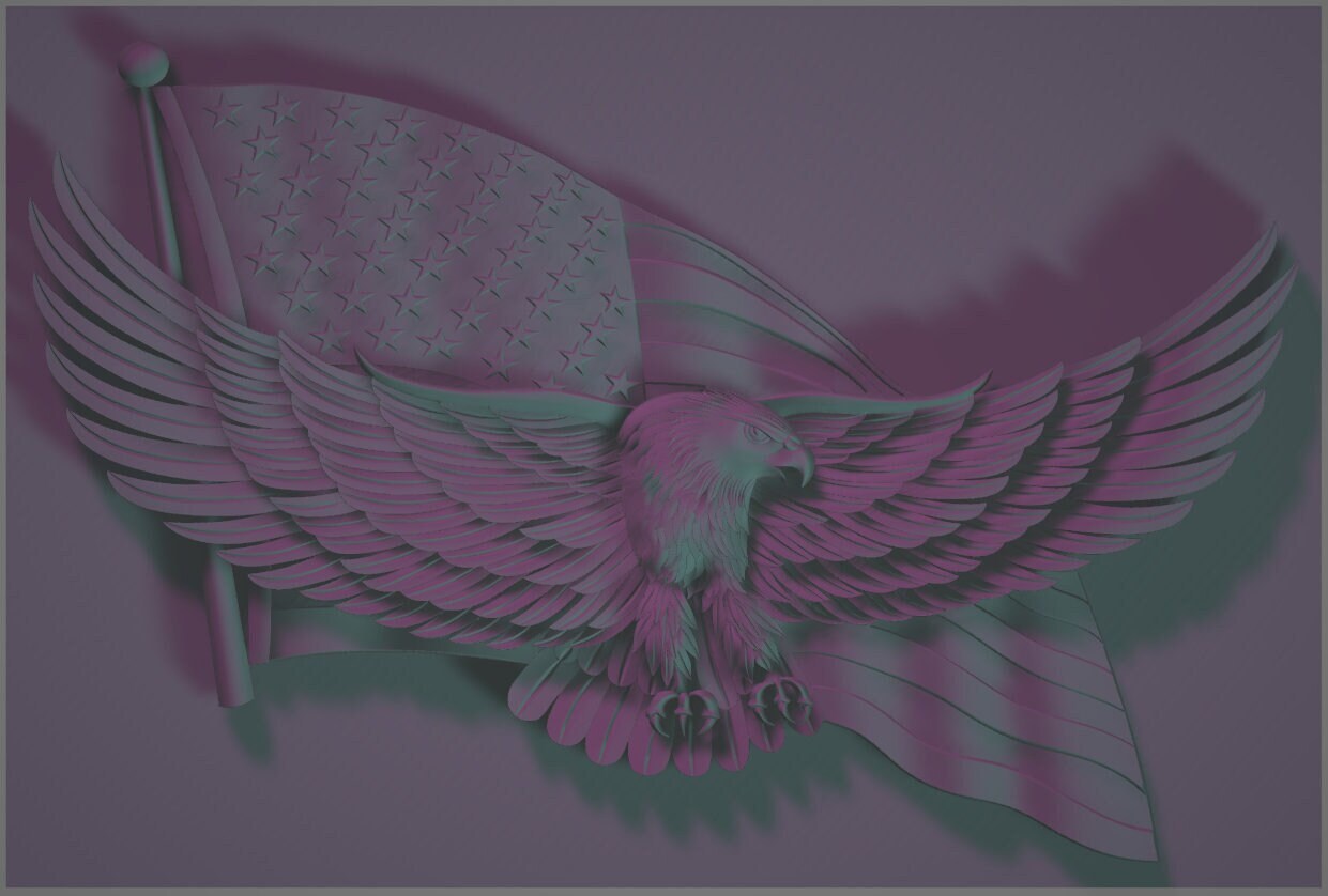 3D STL Model Patriotic American Flag and Majestic Eagle Deco for CNC ...