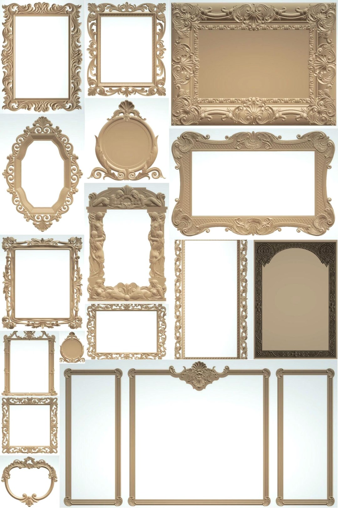 Ornate Mirrors & Frames 3D STL Models, CNC Carving (140 Pcs) - X029 - Etsy