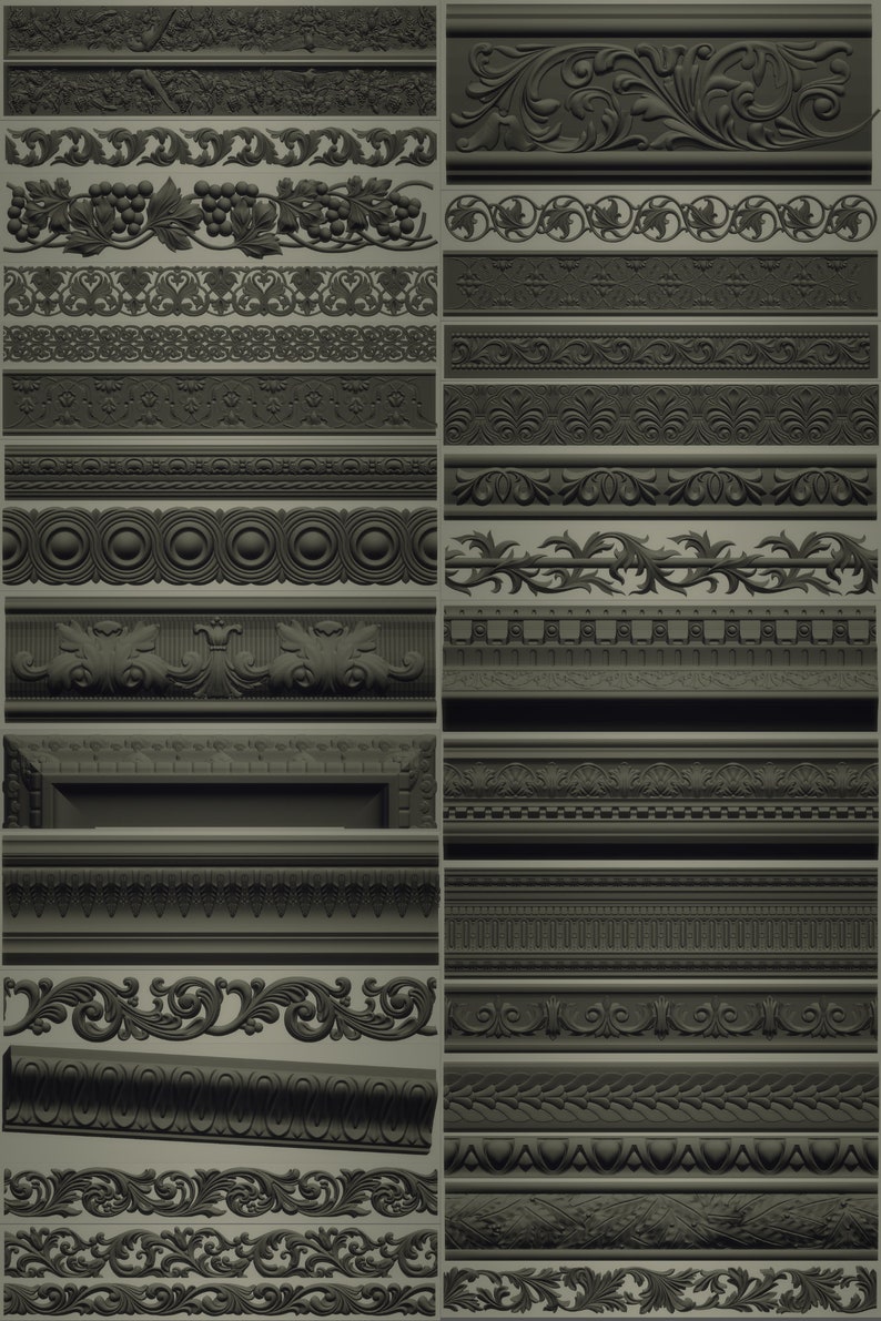 3D STL Models: 266 Pcs Baguette Borders, Moldings, Sills (digital ...