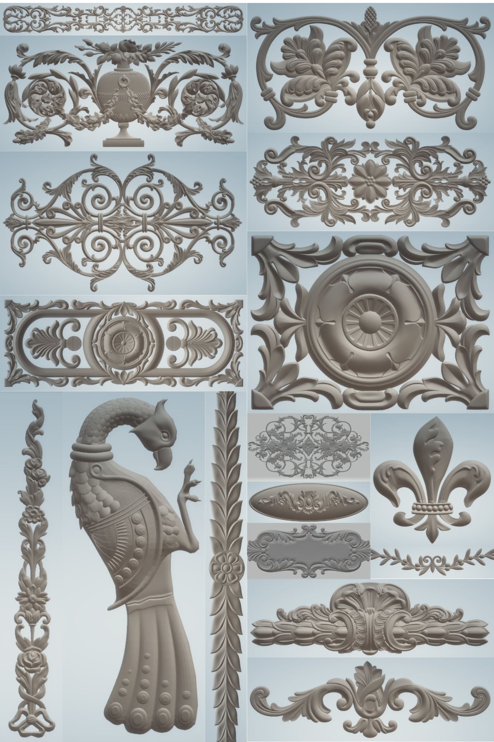 3D STL Models Moldings for Decoration 216 Pcs Router Engraver Carving ...