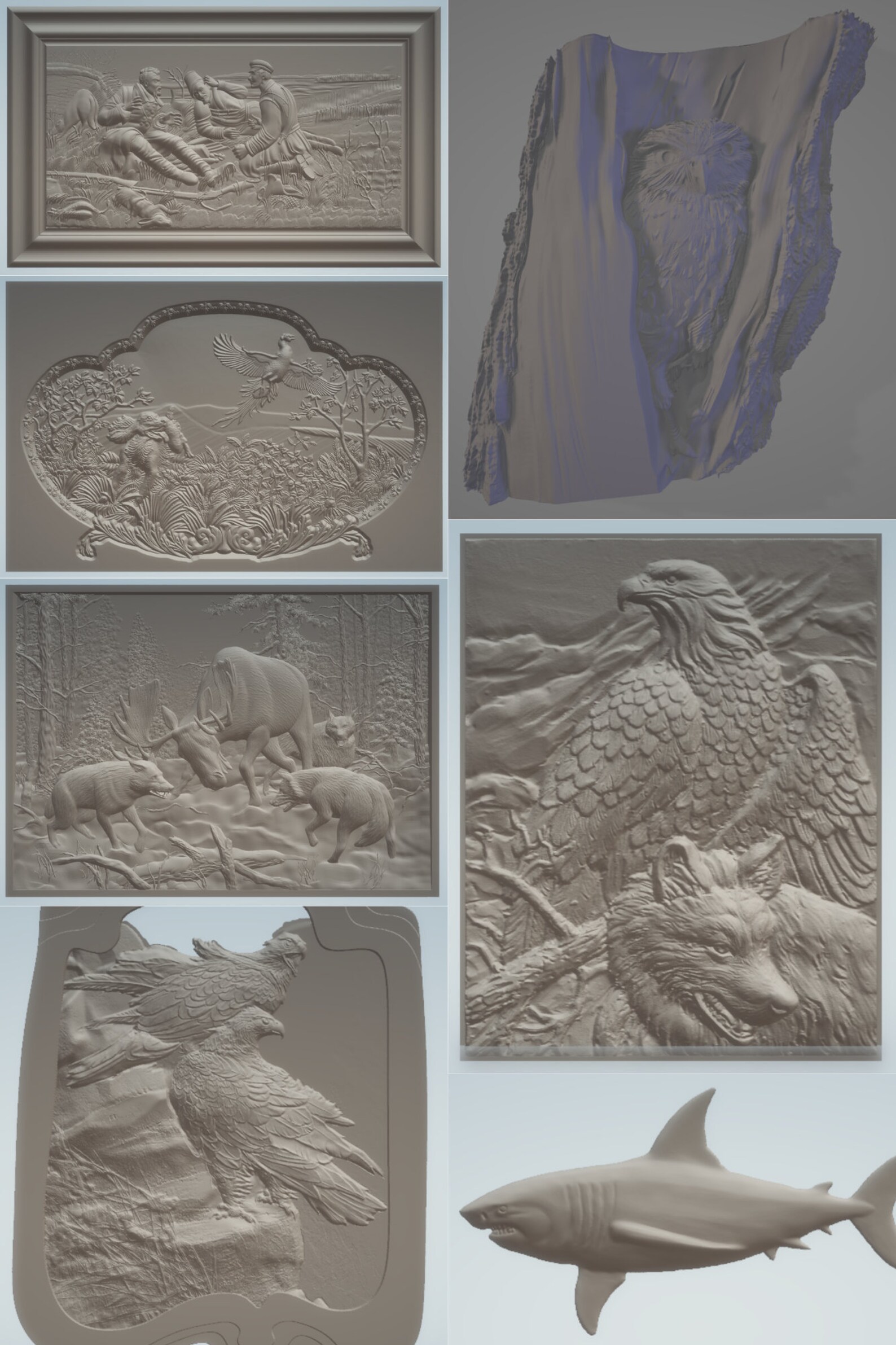 3D STL Models Fishing and Hunting Collection 130pcs Deco for CNC Router ...