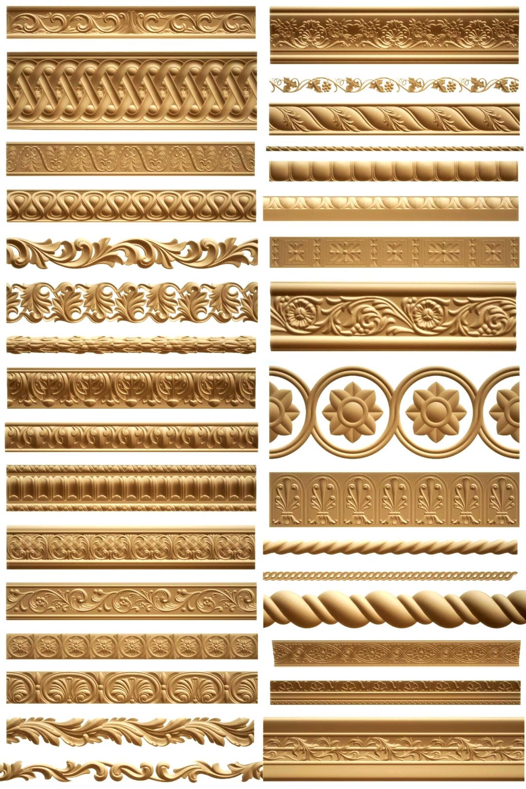 166 Pcs 3D STL Models Baguette Borders, CNC Router Carving (digital ...