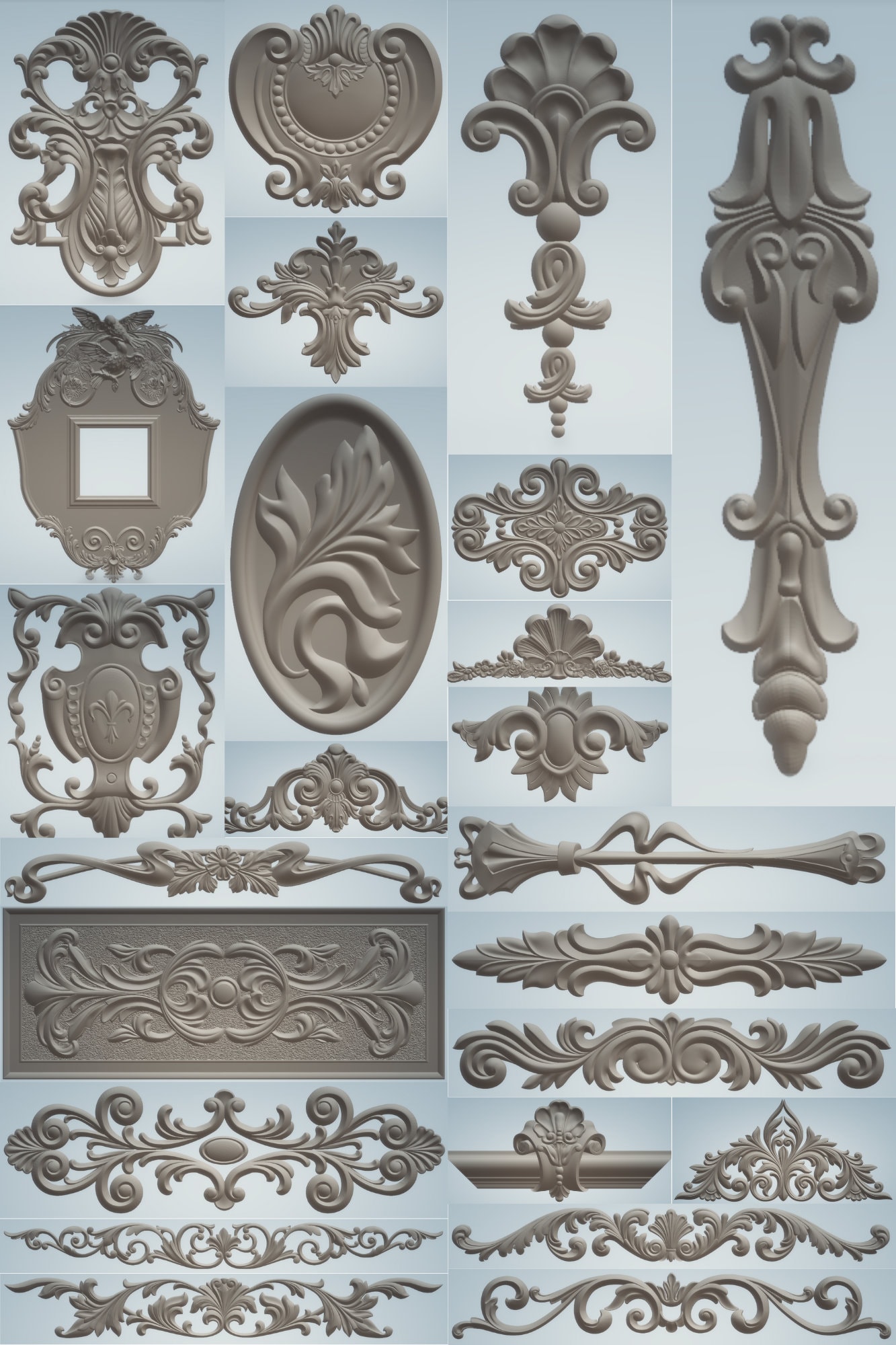 3D STL Models Moldings for Decoration 216 Pcs Router Engraver Carving ...