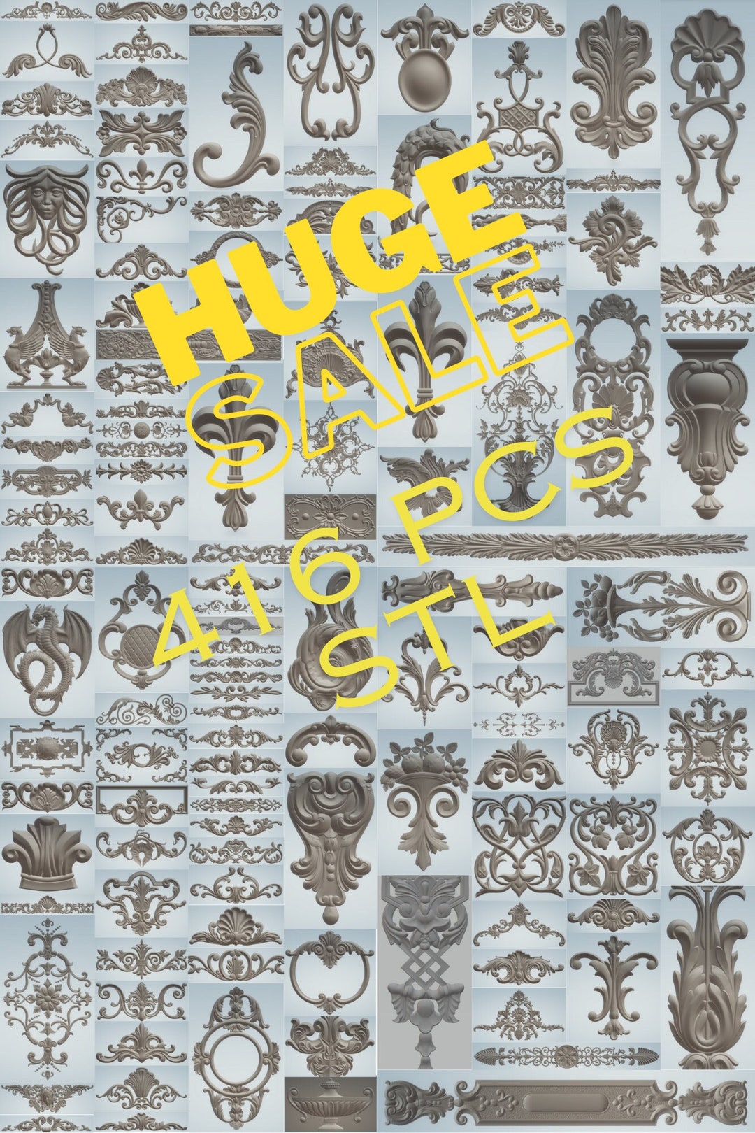 3D STL Models Moldings for Decoration 416 Pcs Router Engraver Carving ...