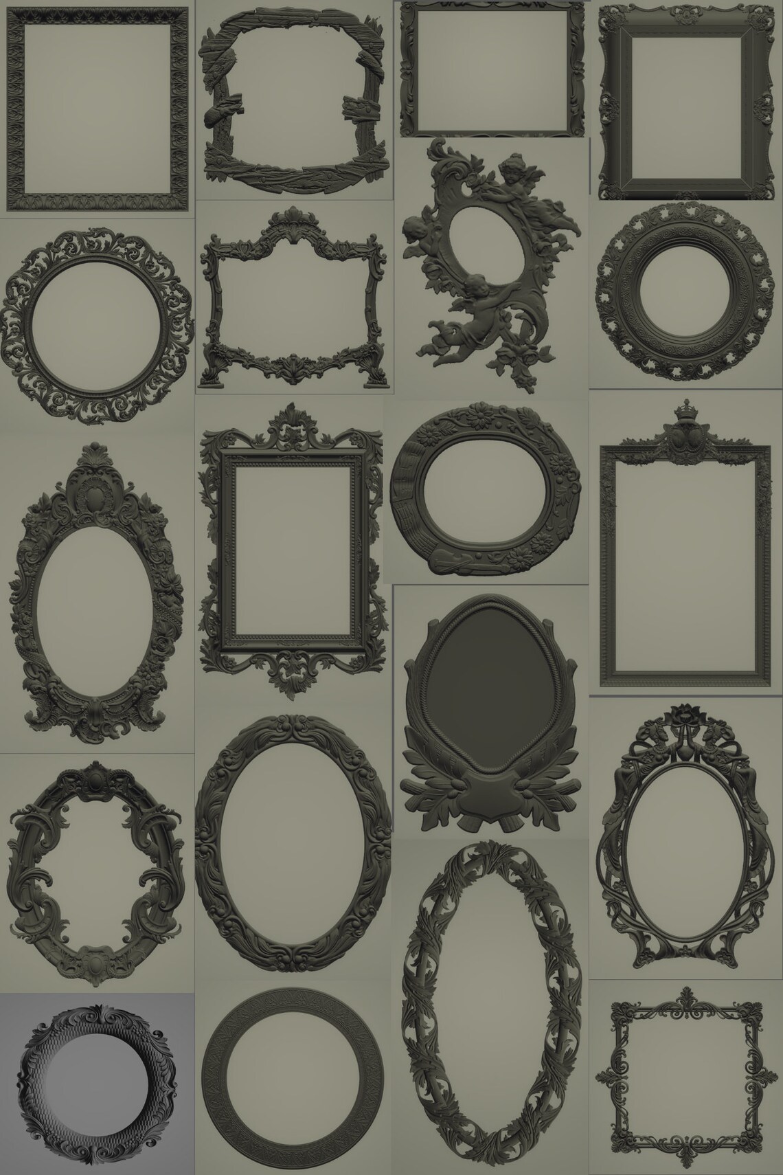 3D STL Models Unique Mirrors and Frames 100 Pcs Deco for CNC Router ...