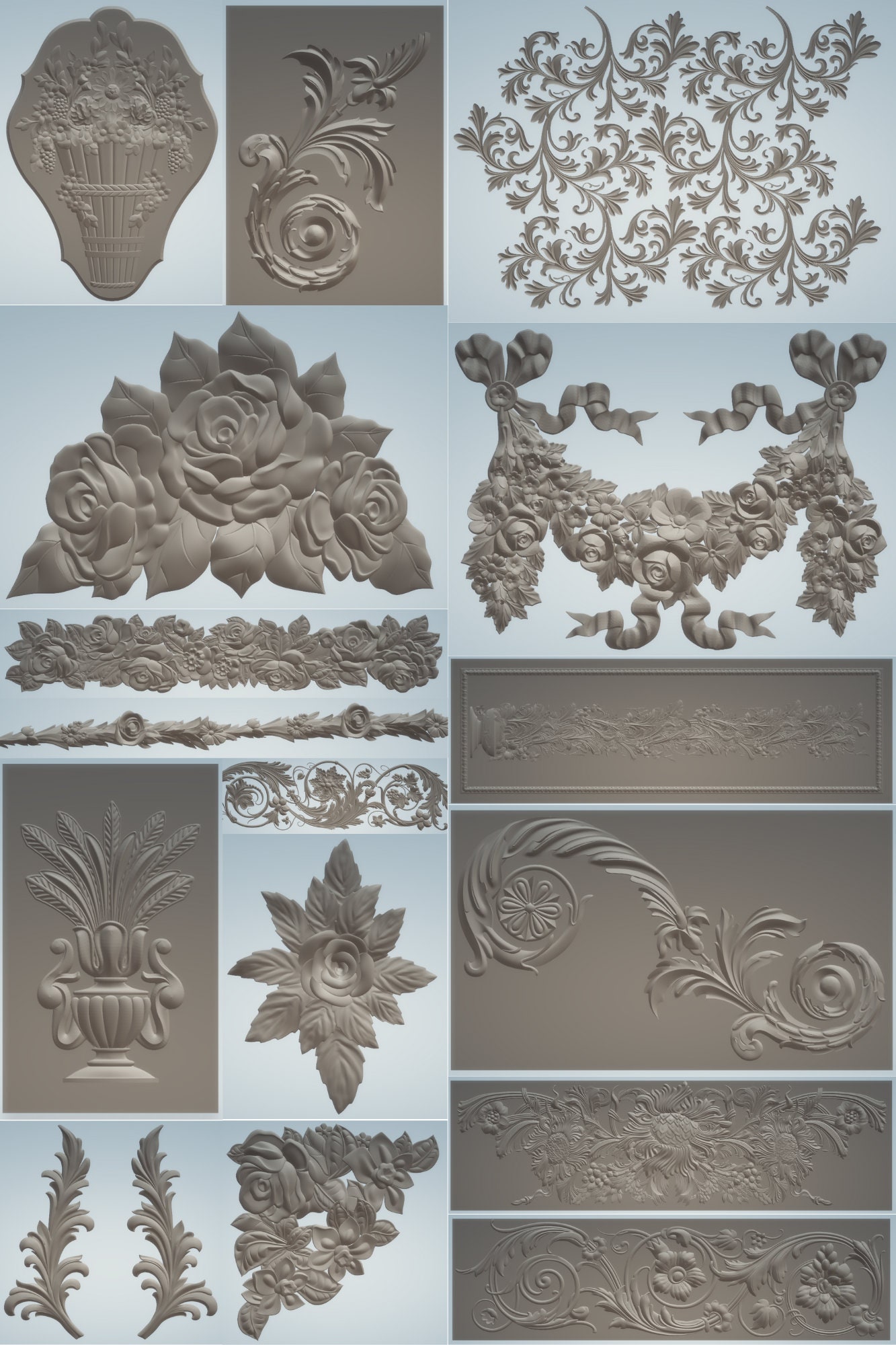 3D STL Model Botanical Bliss Exquisite Floral Herbal Compositions ...
