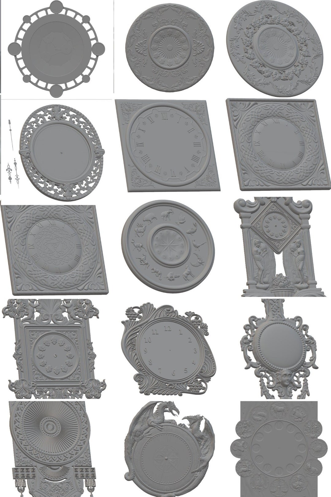 3D STL Models Clock STL Files - 18 Pcs Digital Router Engraver Carving ...