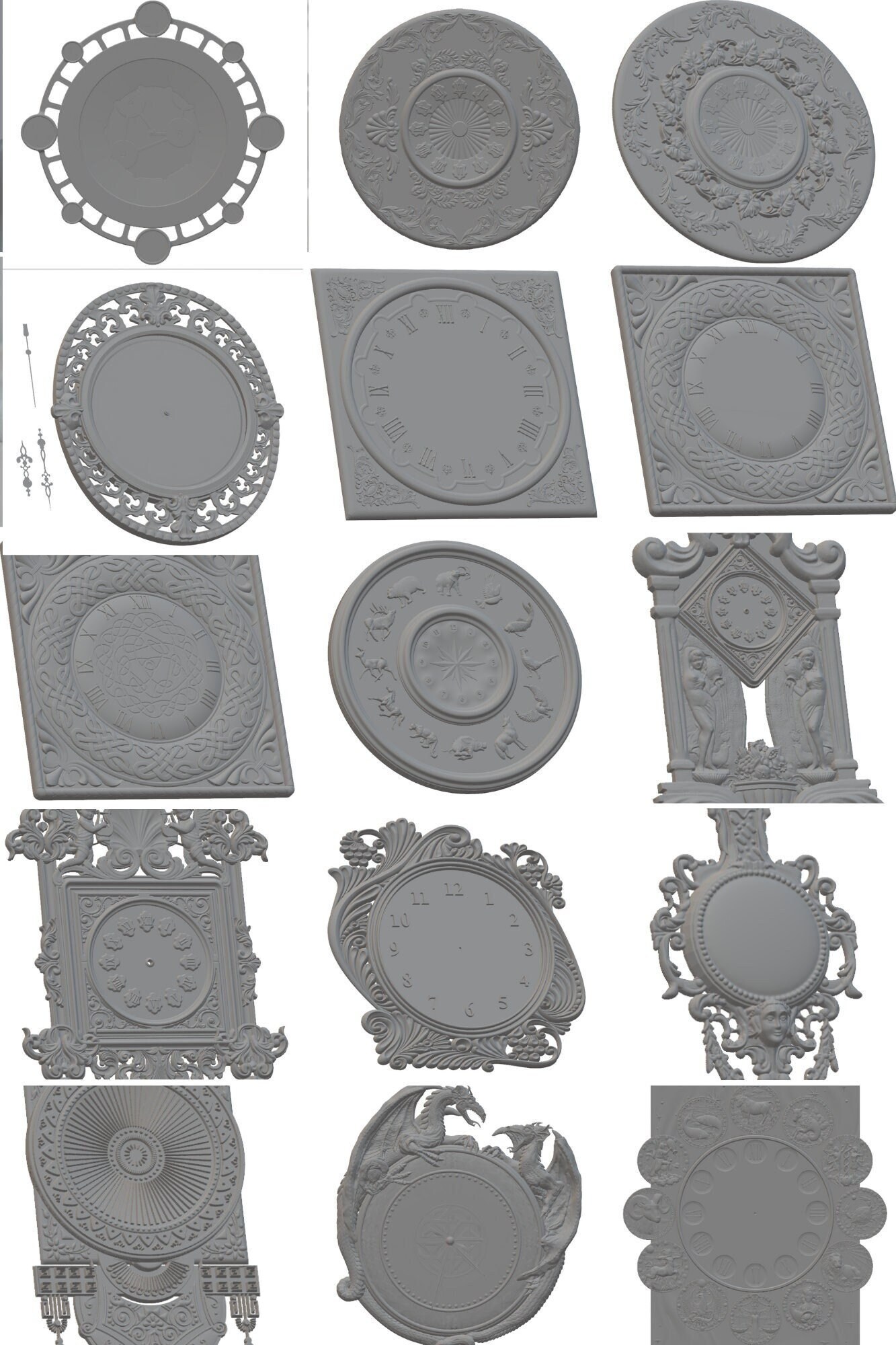 3D STL Models Clock STL Files - 18 Pcs Digital Router Engraver Carving ...