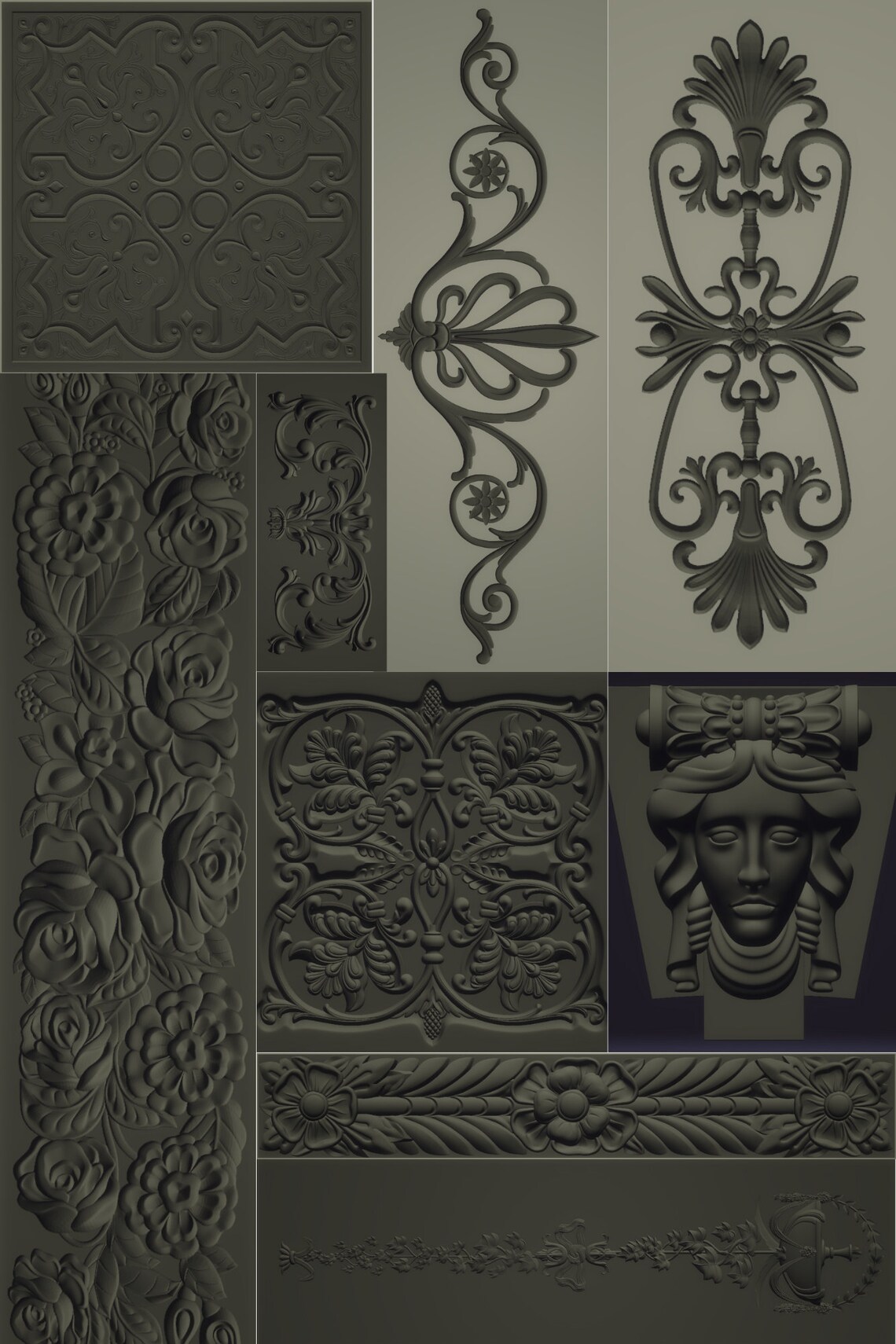 3D STL Models Moldings for Decoration 50 Pcs Router Engraver Carving ...