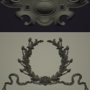 3D STL Models Cartouche Coat of Arms Crests Customizable 32 Pcs Deco ...