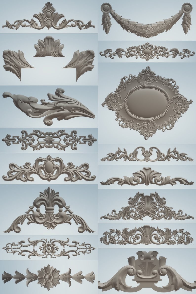 3D STL Models Moldings for Decoration 100 Pcs Router Engraver Carving ...