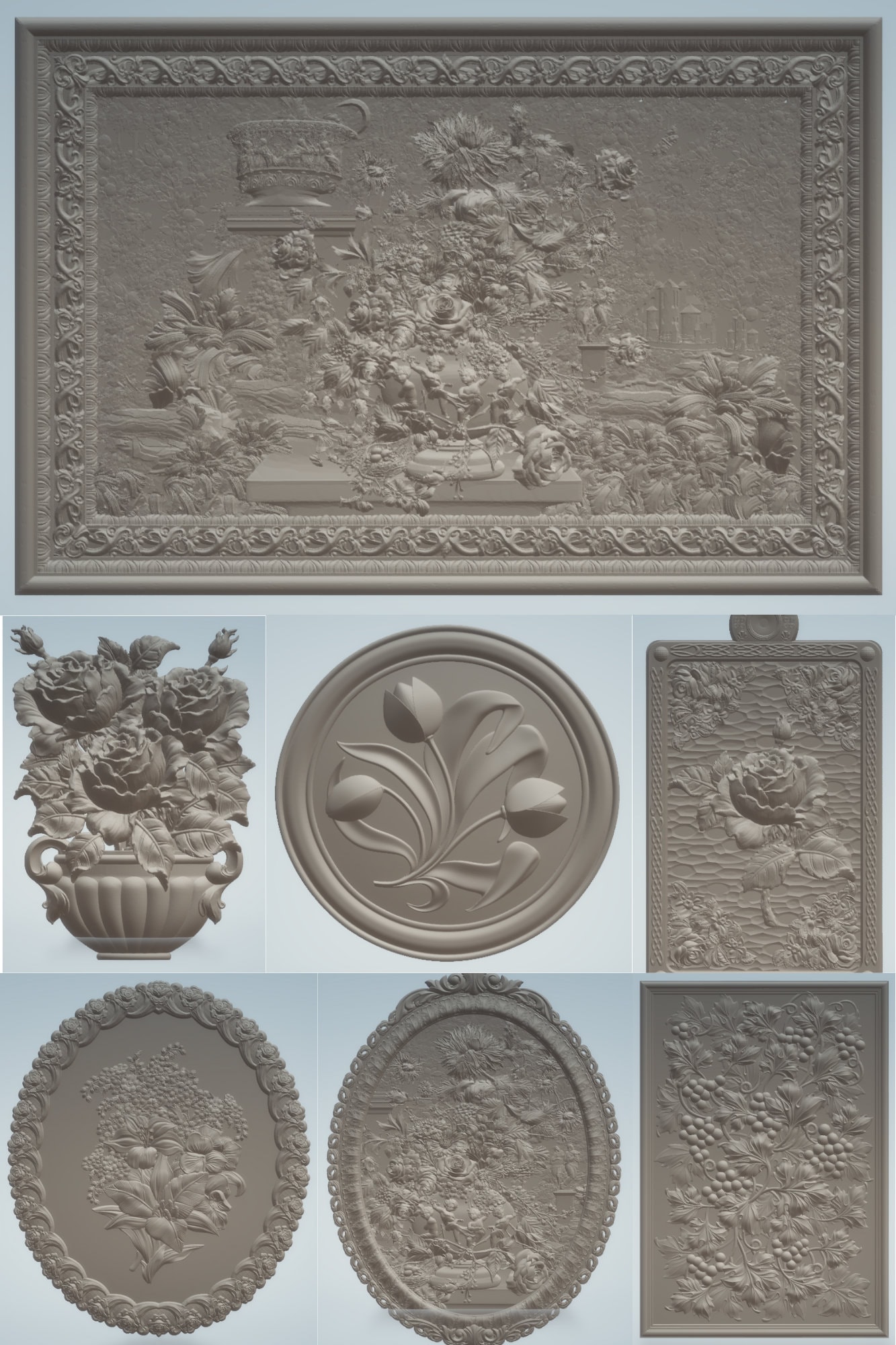 3D STL Models Flowers Wall Display 33 Pcs Deco for CNC Router Aspire ...